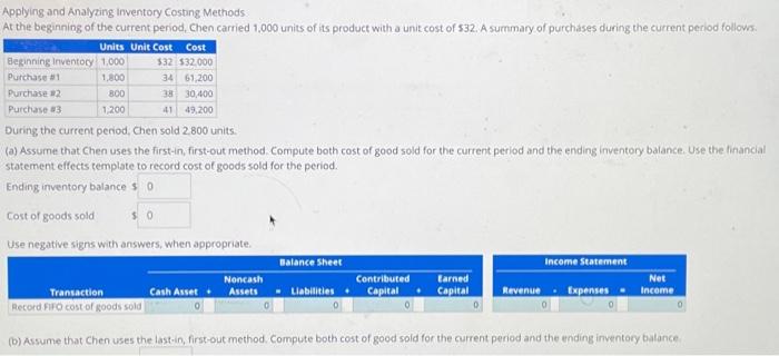 Solved Applying and Analyzing Inventory Costing Methods At | Chegg.com