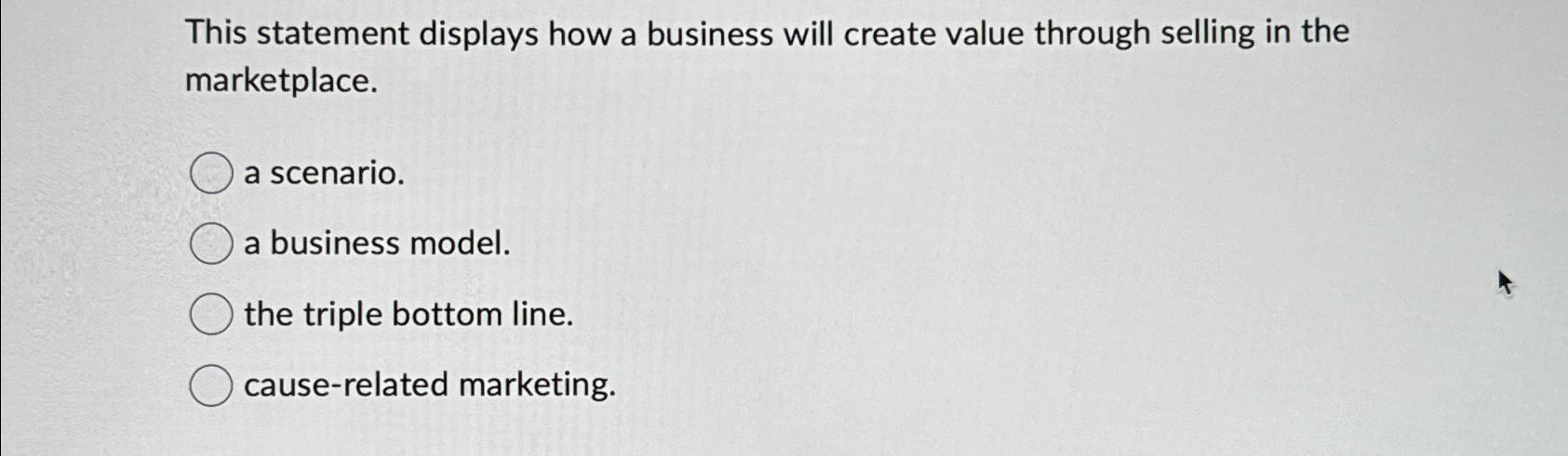 Solved This statement displays how a business will create | Chegg.com