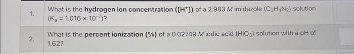 Solved What is the hydrogen ion concentration ([H+])of a | Chegg.com