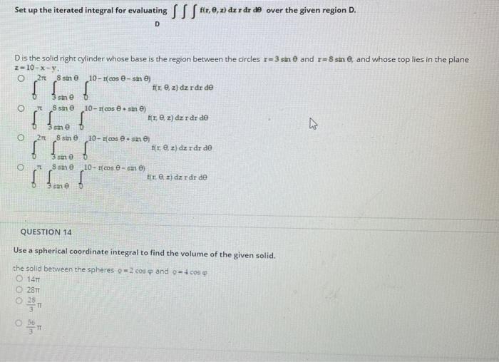 Solved Set up the iterated integral for evaluating SSS | Chegg.com