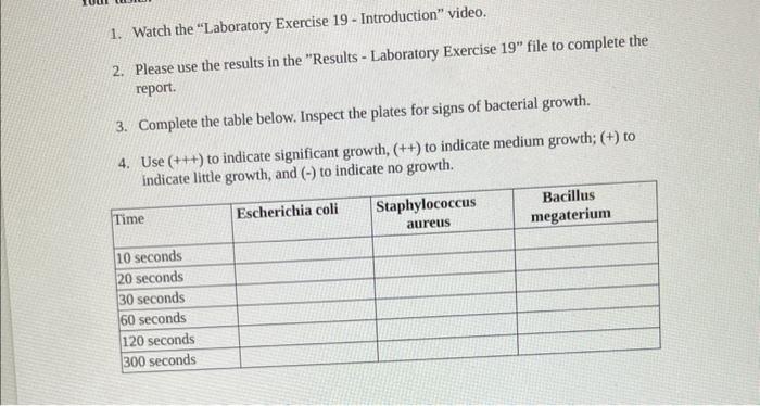 1. Watch the "Laboratory Exercise 19 - Introduction" | Chegg.com