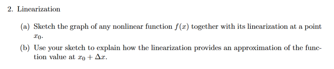 Solved Linearization(a) ﻿Sketch the graph of ﻿any nonlinear | Chegg.com
