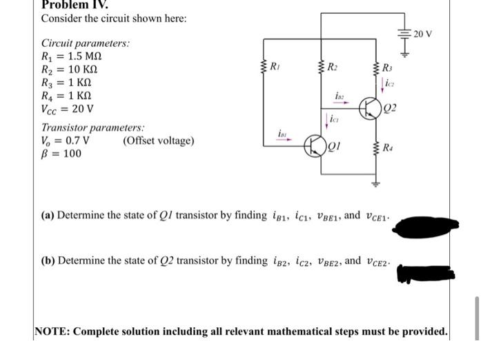 Solved Problem IV. Consider the circuit shown here: Circuit | Chegg.com