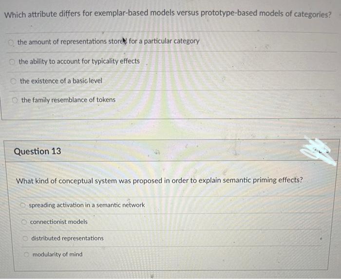 Solved Which attribute differs for exemplar-based models | Chegg.com