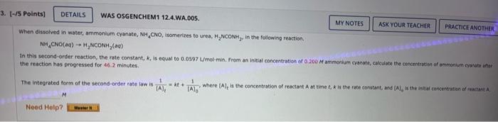 Solved When dissolved in water, ammonlum cyanate, NH4CNO, | Chegg.com