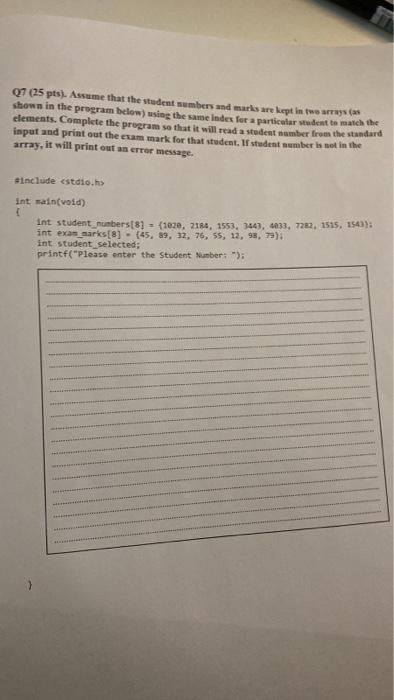 Solved 07 (25 pts). Assume that the student sumbers and | Chegg.com