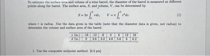 Solved To estimate the surface area and volume of a wine | Chegg.com