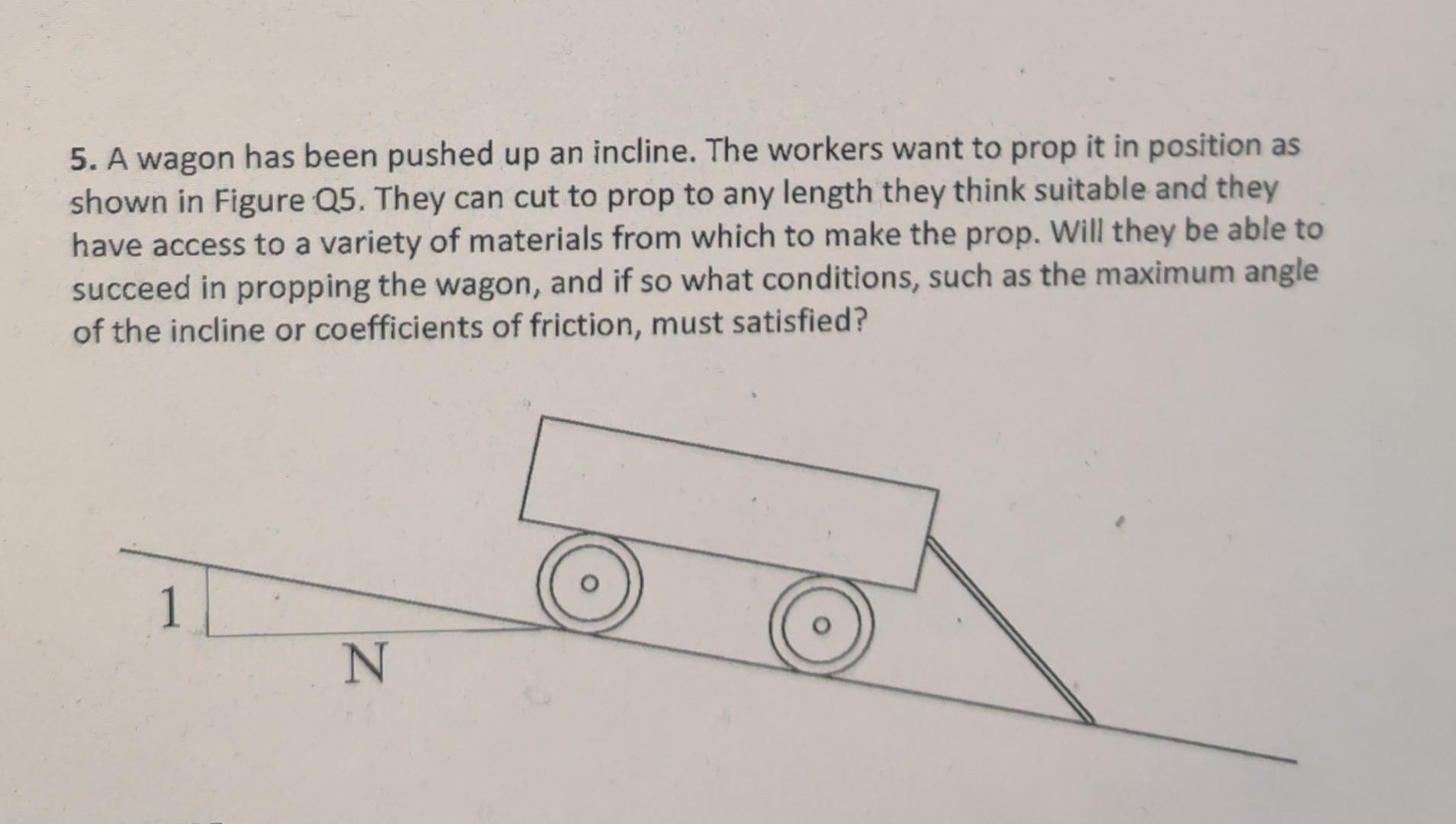 Solved 5. A wagon has been pushed up an incline. The workers | Chegg.com