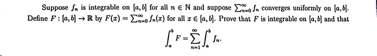 Solved Suppose fn ﻿is integrable on a,b ﻿for all ninN and | Chegg.com