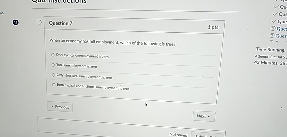 Solved 13Question 71 ﻿ptsWhen an economy has full | Chegg.com