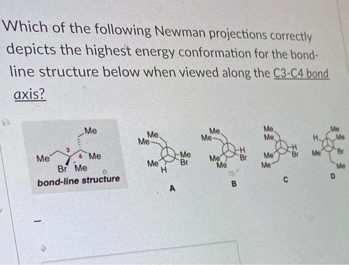 Solved Which of the following Newman projections correctly | Chegg.com
