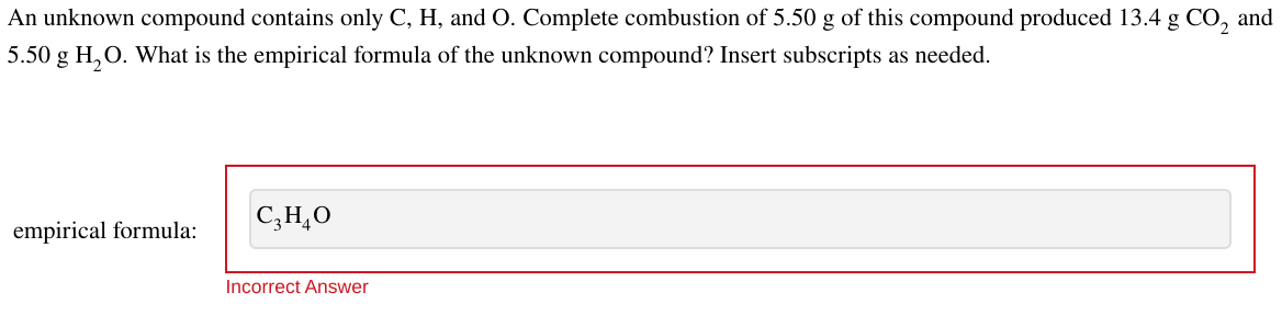 Solved An ﻿unknown compound contains only C,H, ﻿and O . | Chegg.com
