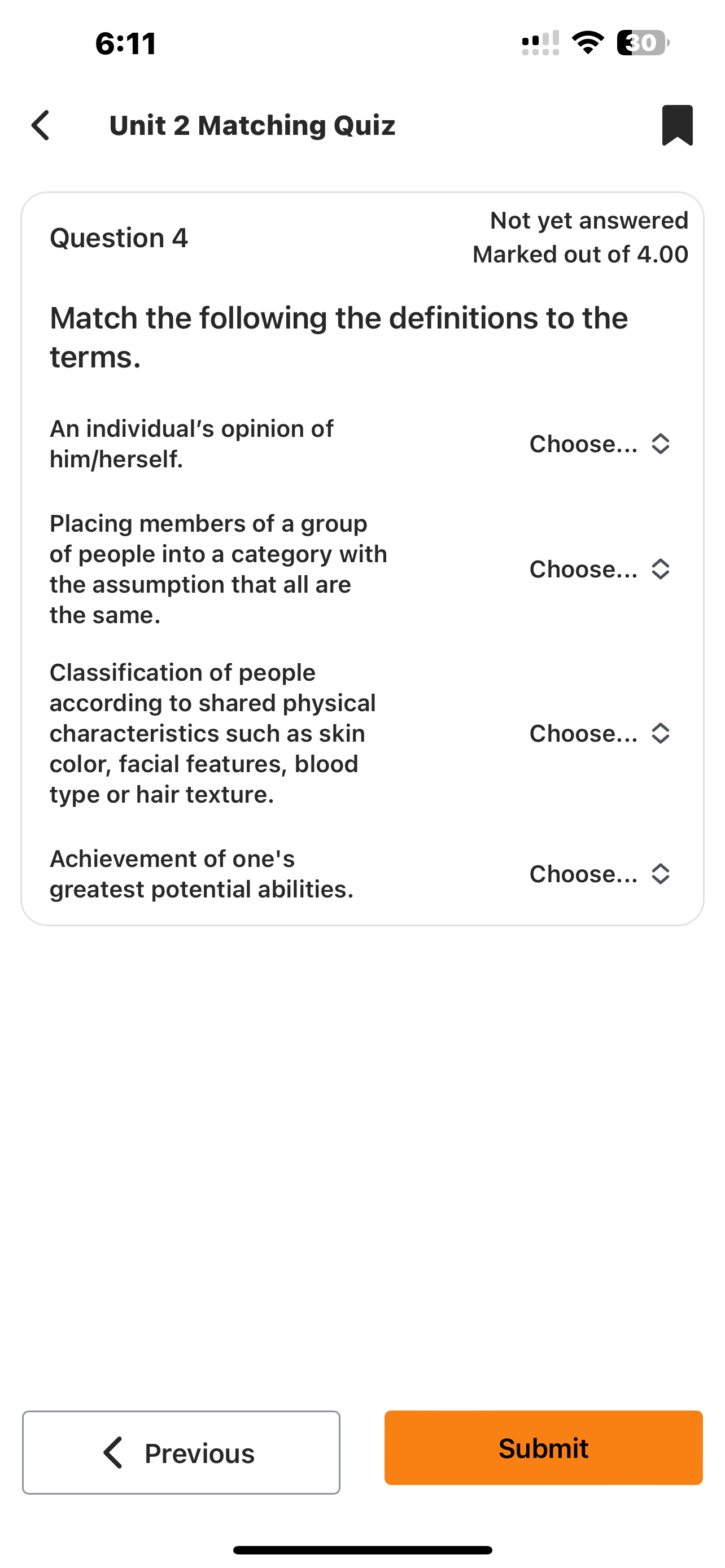 Solved Question 4Match the following the definitions to | Chegg.com
