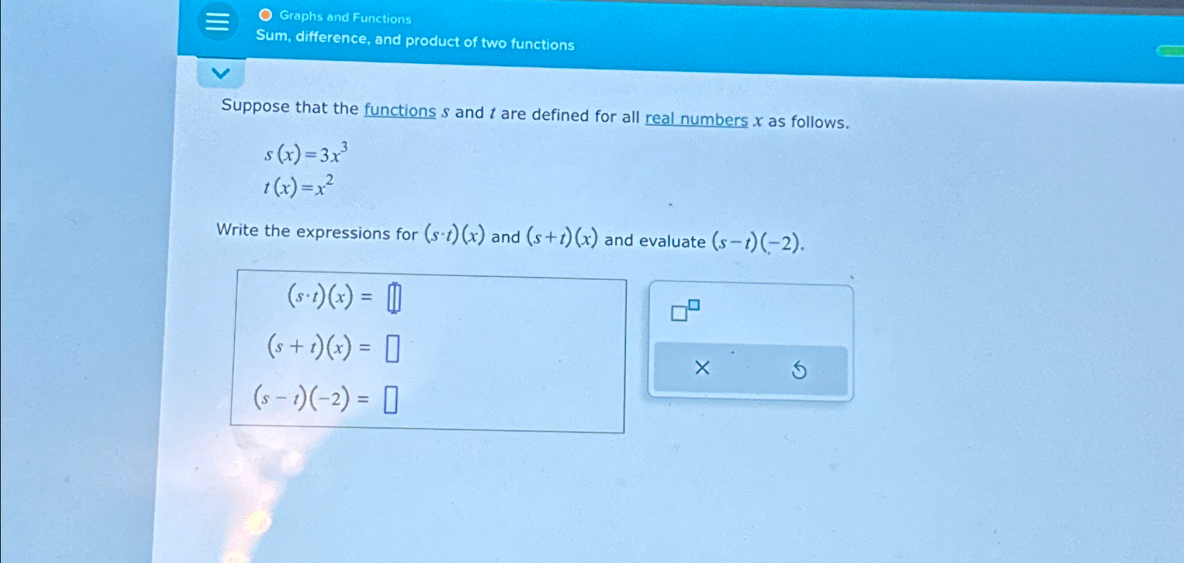 Solved Graphs And Functionssum Difference And Product Of