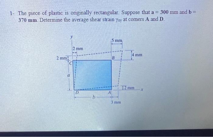 Solved 1- The piece of plastic is originally rectangular. | Chegg.com