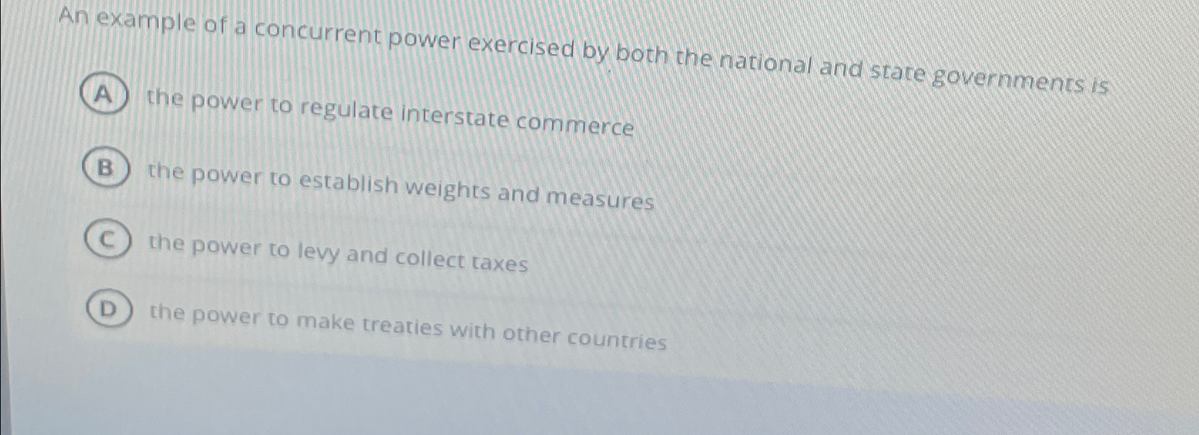 Solved An example of a concurrent power exercised by both | Chegg.com