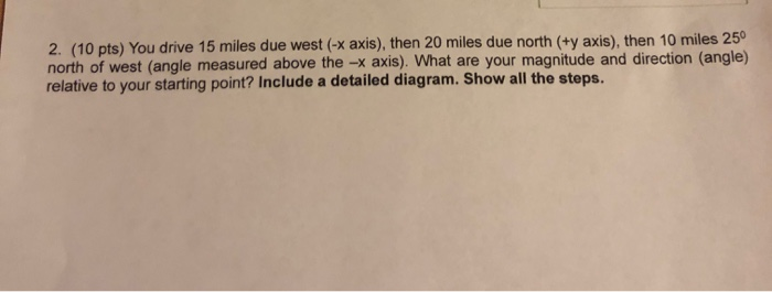 Solved 2. (10 pts) You drive 15 miles due west (-axis), then | Chegg.com