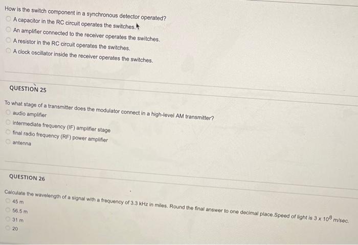 Solved How is the switch component in a synchronous detector | Chegg.com
