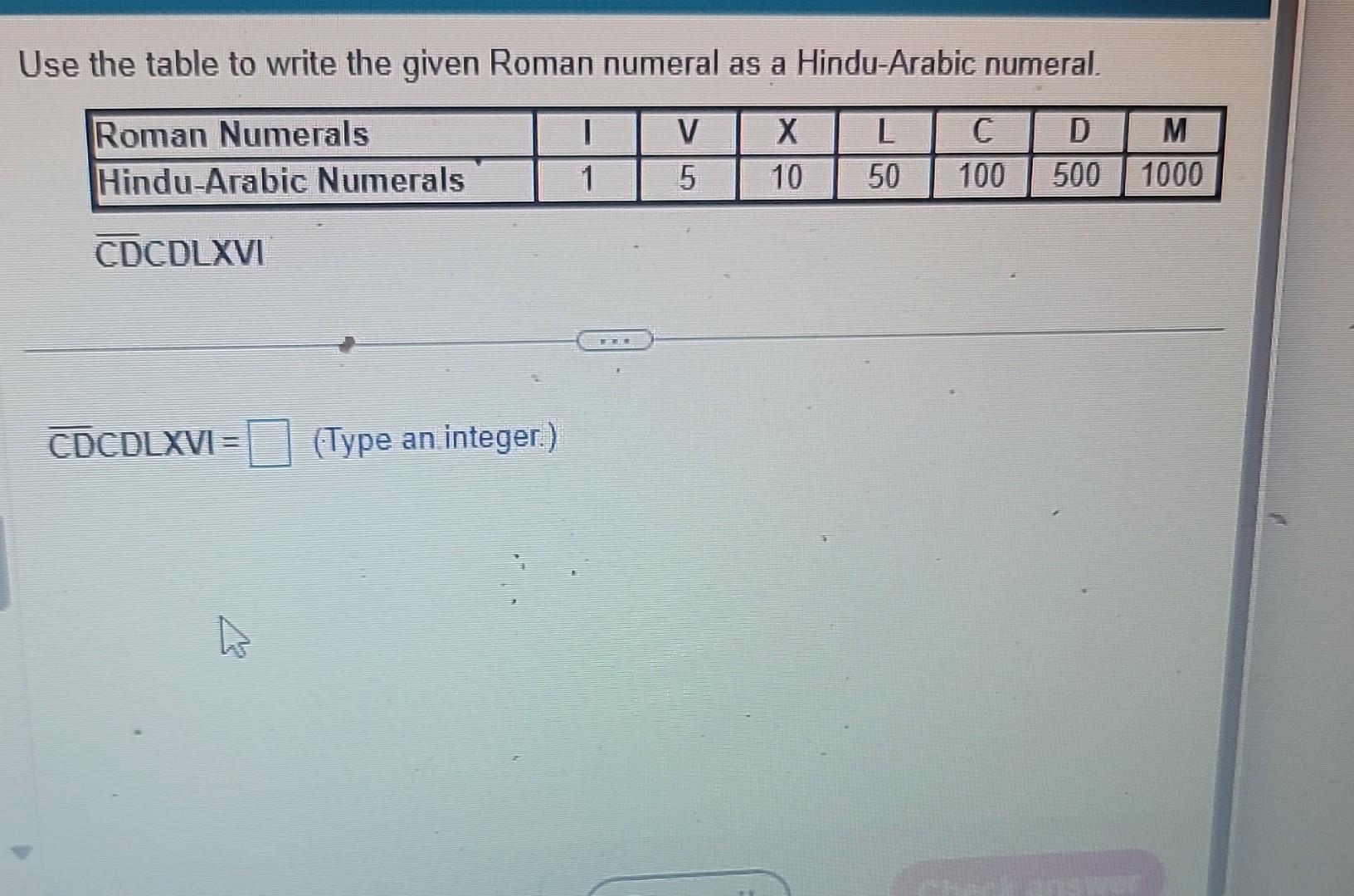 Solved Use the table to write the given Roman numeral as a | Chegg.com
