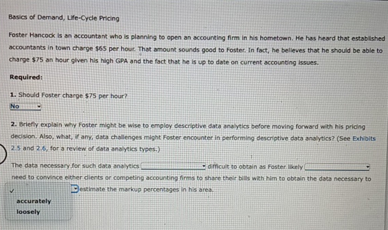 Solved Basics of Demand, Life-Cycle PricingFoster Hancock is | Chegg.com