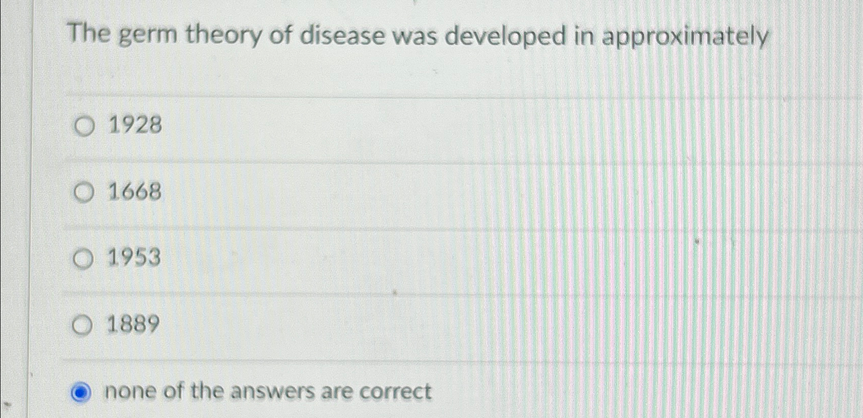 Solved The germ theory of disease was developed in | Chegg.com
