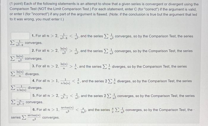 Solved (1 point) Each of the following statements is an | Chegg.com