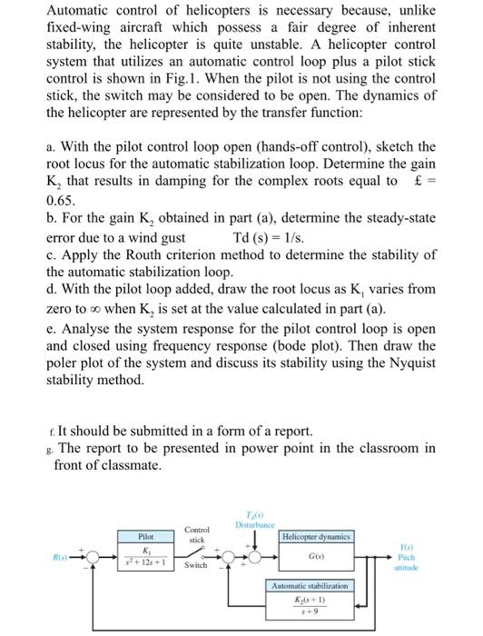 Solved Automatic control of helicopters is necessary | Chegg.com