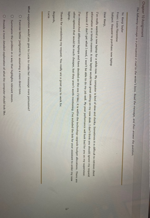 Chapter 10 Assignment Chapter 10 Assignment