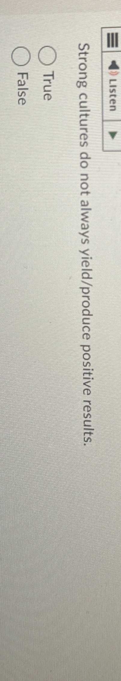 Solved LIstenStrong cultures do not always yield/produce | Chegg.com