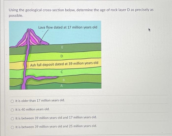 Solved Using the geological cross-section below, determine | Chegg.com