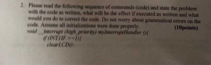 2. Please read the following sequence of commands | Chegg.com