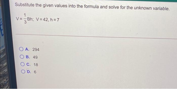 Solved Substitute the given values into the formula and | Chegg.com