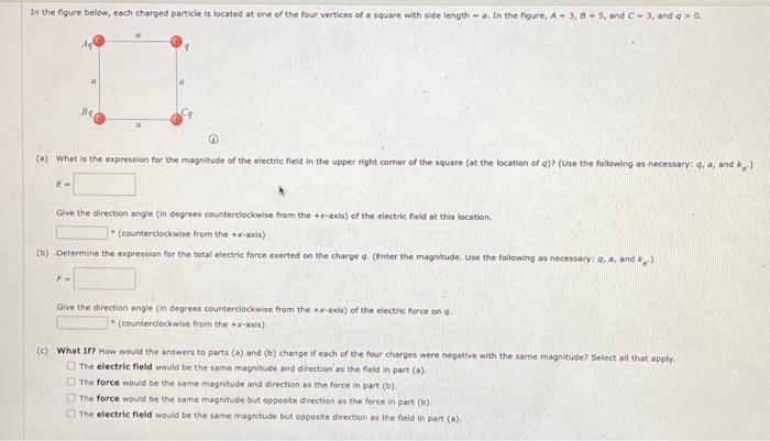 Solved In the figure below, each charged particle is located | Chegg.com