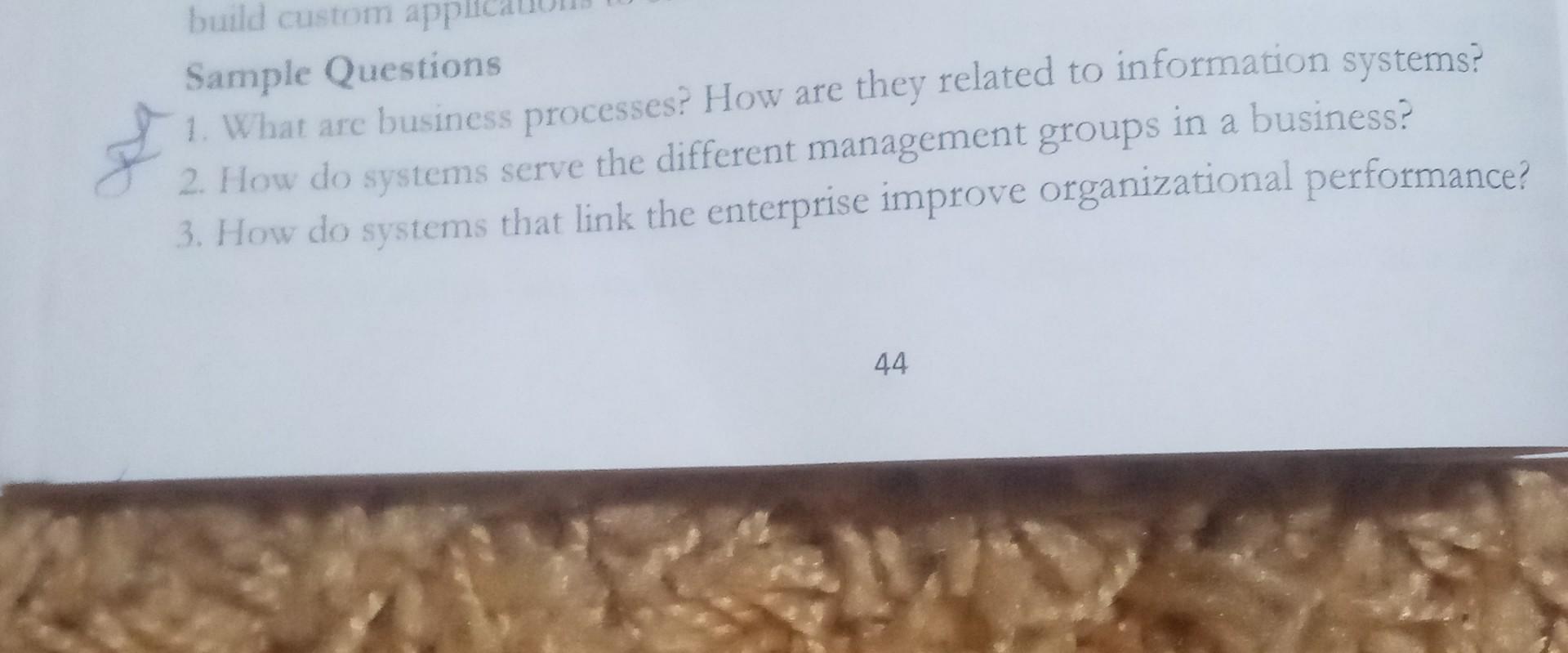 Sample Questions 1. What are business processes? How | Chegg.com
