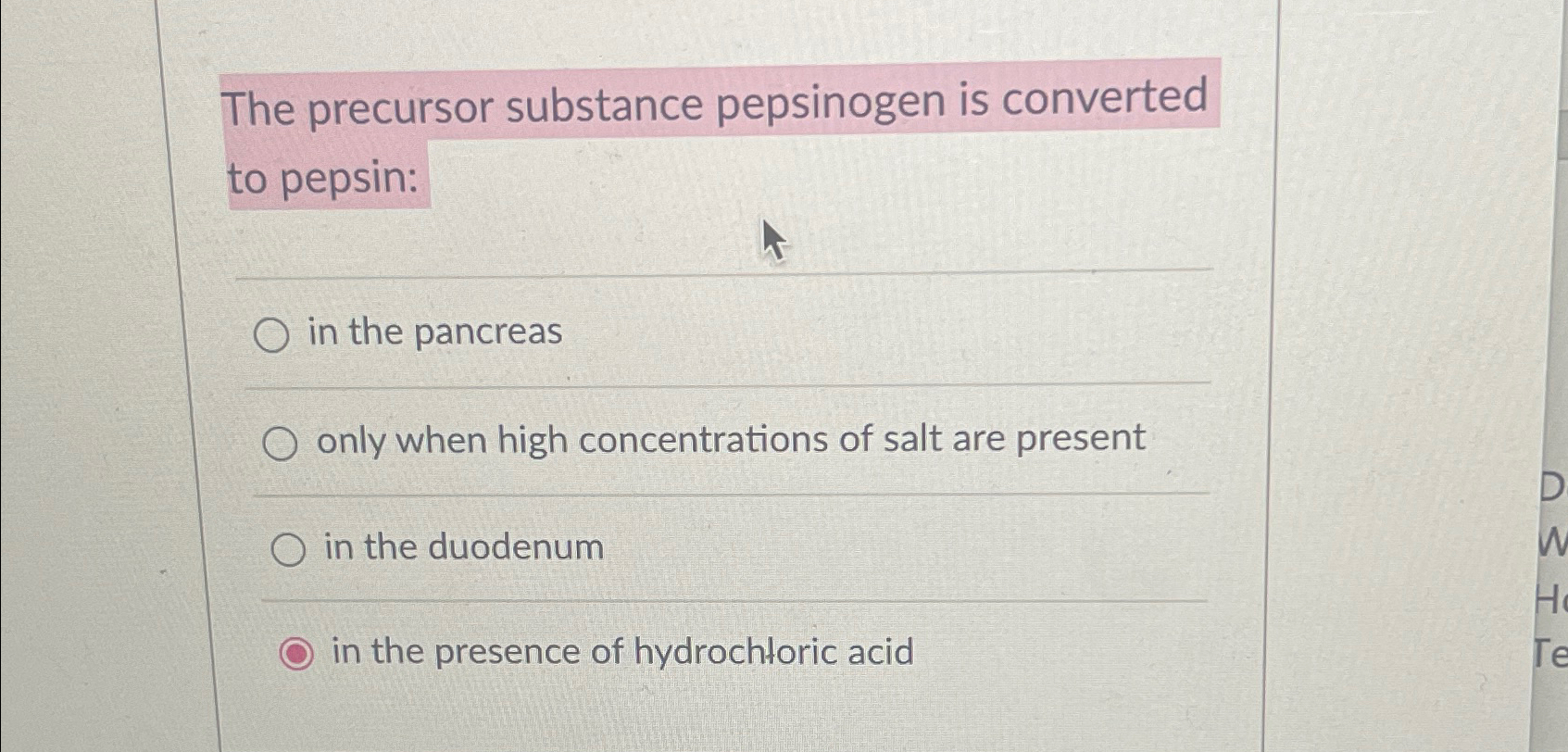 Solved The precursor substance pepsinogen is converted to | Chegg.com