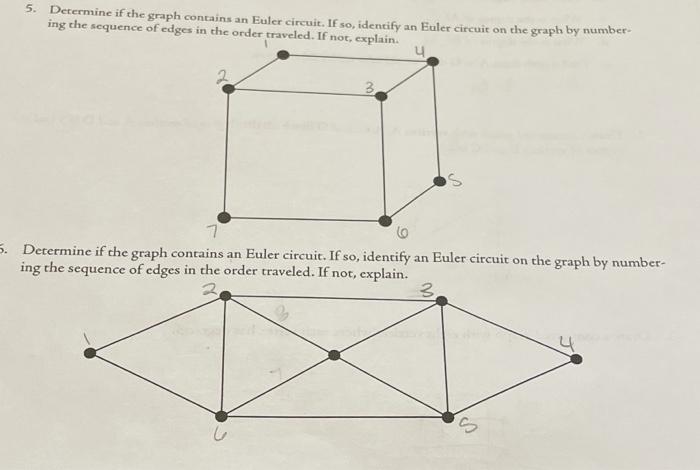 Solved 5 Determine If The Graph Contains An Euler Circuit 9788