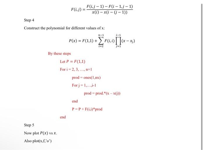 Solved Write A Matlab Code That Follows The Pseudocode Below