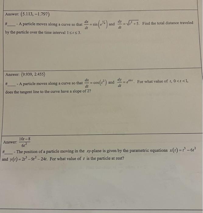 Solved \#_ - A particle moves along a curve so that | Chegg.com