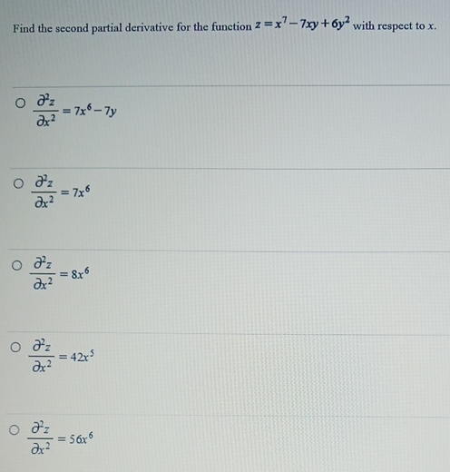 Solved Find The Second Partial Derivative For The Function 7018