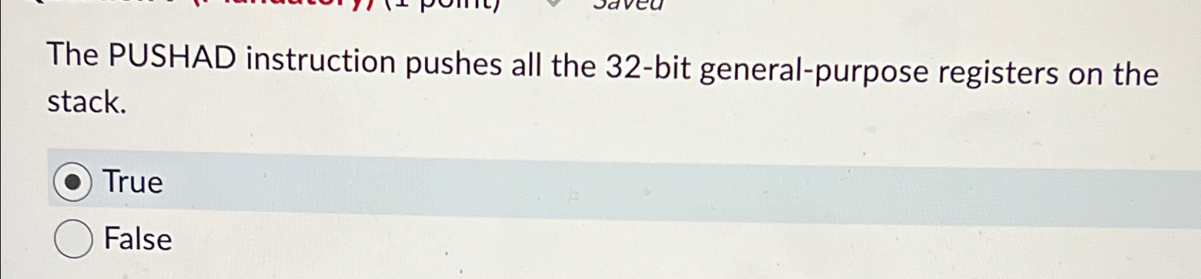 Solved The PUSHAD instruction pushes all the 32-bit | Chegg.com