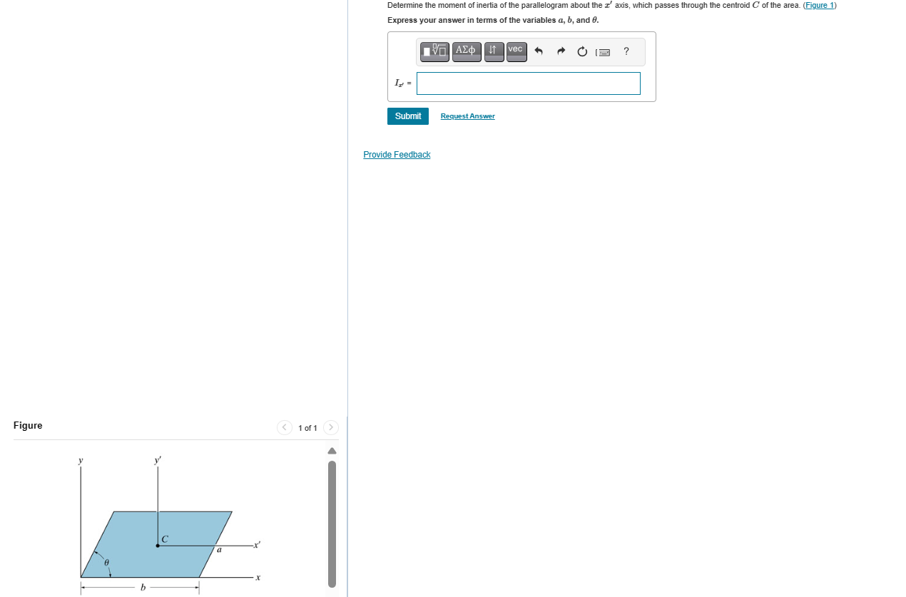 Solved Determine the moment of inertia of the parallelogram | Chegg.com
