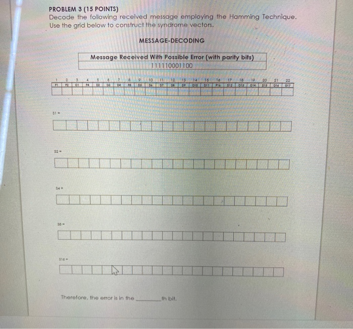 Solved PROBLEM 3 (15 POINTS) Decode the following received | Chegg.com