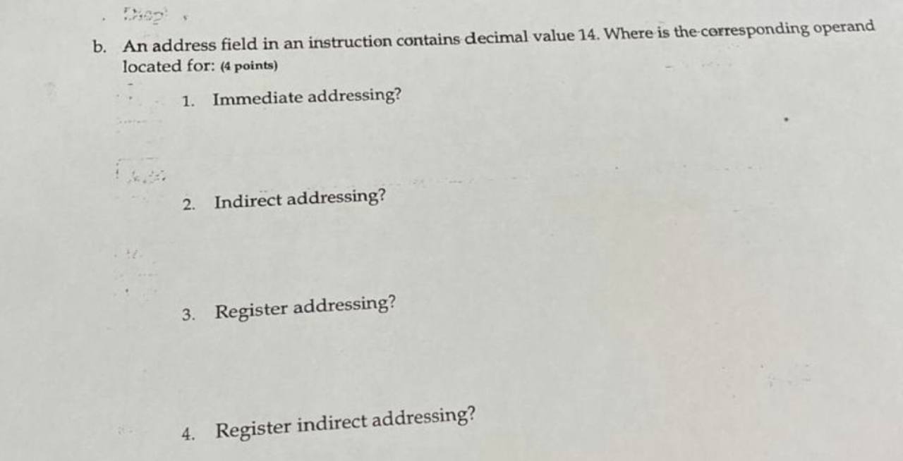 Solved b. ﻿An address field in an instruction contains | Chegg.com