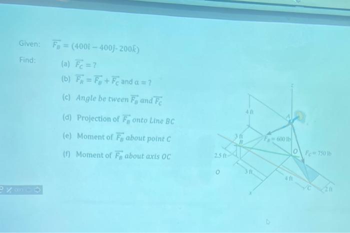 FB=(400i^−400j−200k^) (a) FC=? (b) FR=FB+FC and α= ? | Chegg.com