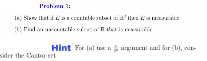 Solved (a) Show that if E is a countable subset of Rd then E | Chegg.com