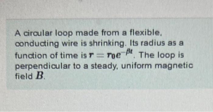 Solved A circular loop made from a flexible. conducting wire | Chegg.com