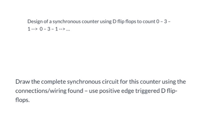 Solved Design of a synchronous counter using D flip flops to | Chegg.com