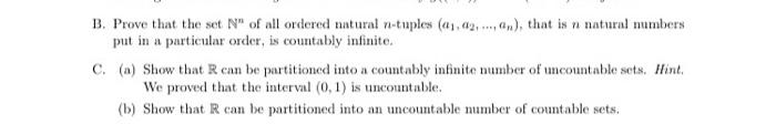 Solved B. Prove that the set Nn of all ordered natural | Chegg.com