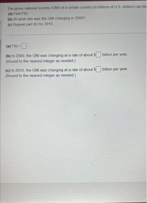 Solved The gross national income (GNI) of a certain country | Chegg.com