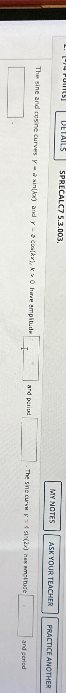 Solved SPRECALC7 5.3.003.The sine and cosine curves | Chegg.com